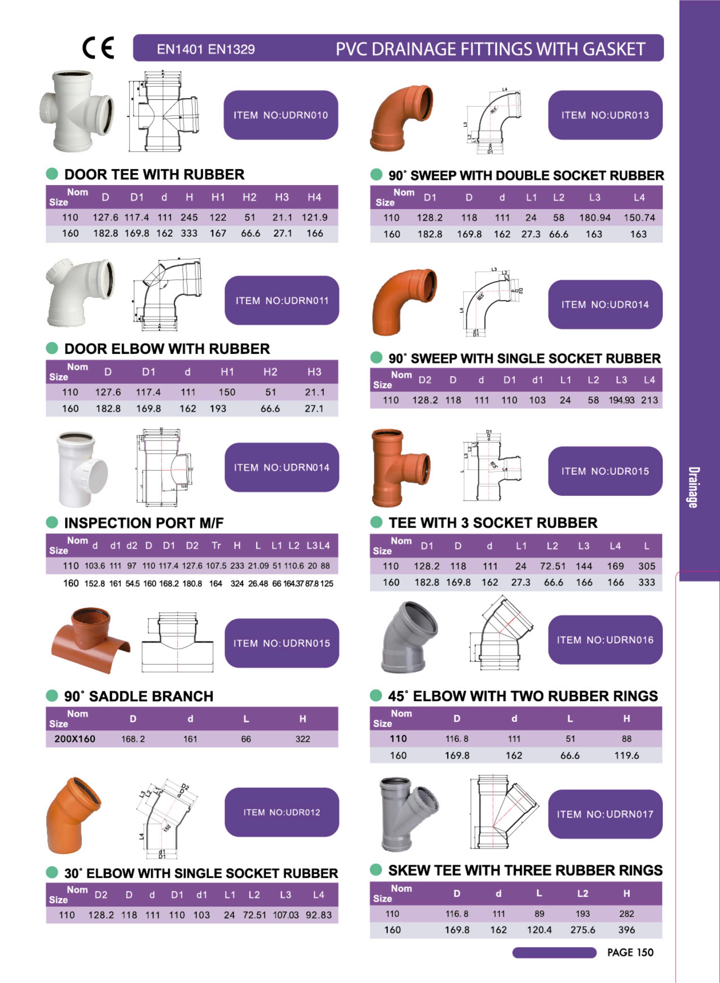 PVC DRAINAGE FITTINGS WITH GASKET from China Manufacturer - ERA Pipes ...